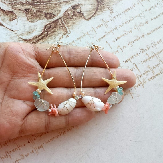 Teardrop Beach Hoops Starfish Teardrop Hoops Real Starfish