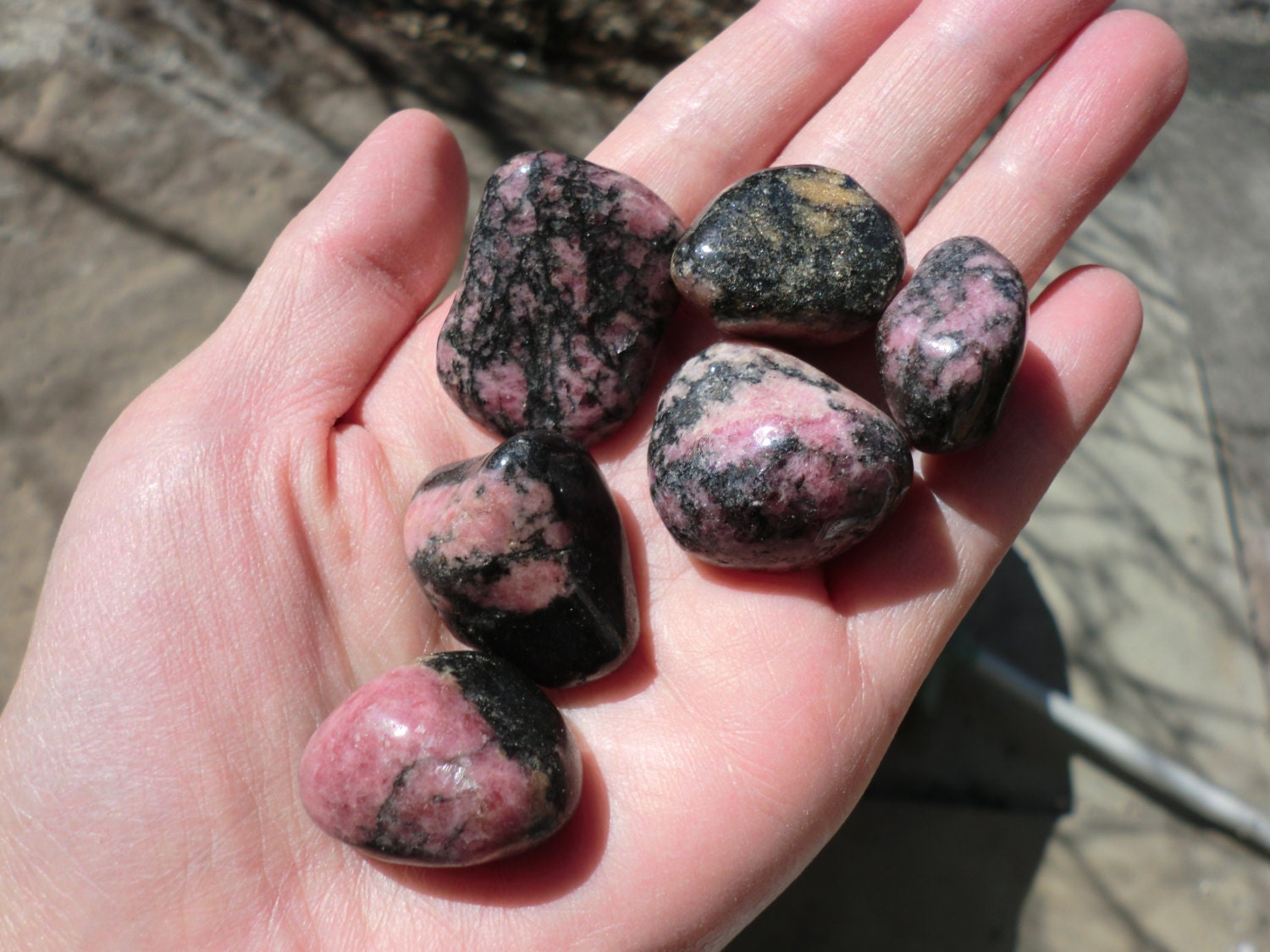 6 tumbled Rhodonite tumbled stone set crystal healing