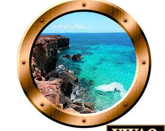 3D Porthole Airplane Window Decal Aerial View Airplane Window