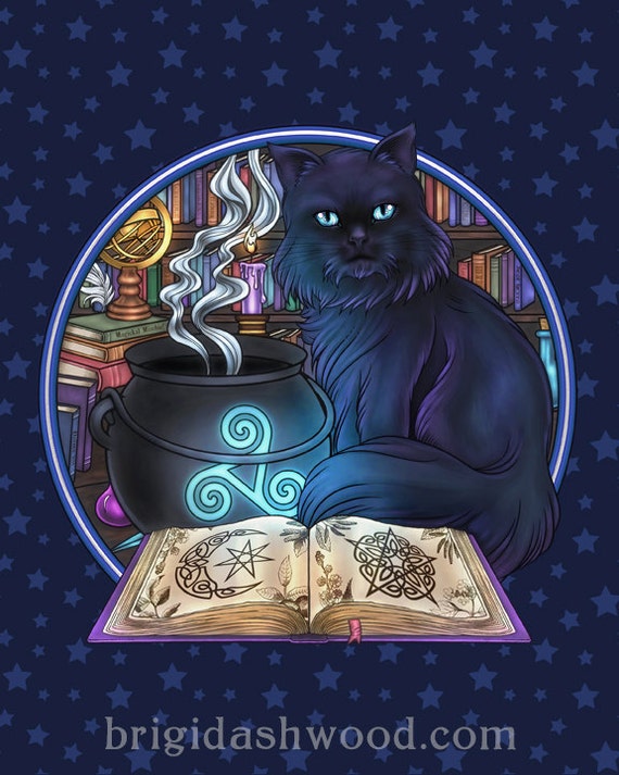 Familiar Magick Black Cat Pagan Wiccan Print Brigid