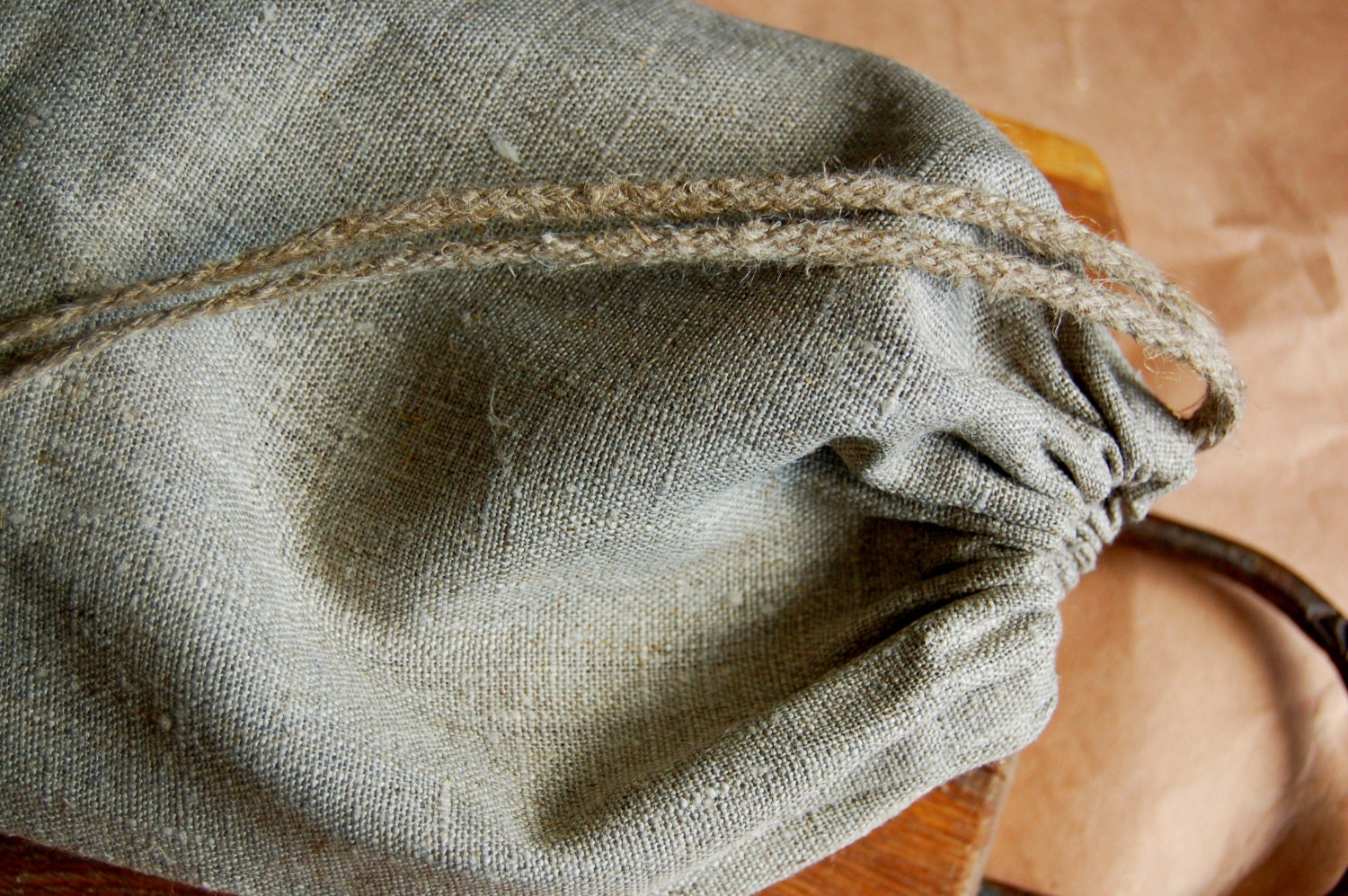 Linen bread bag Natural pure linen bread loaf bag with