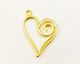 18k gold over 925 sterling silver heart charm or pendant 1