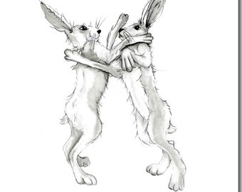 Boxing hare | Etsy