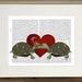 Turtle Kiss turtle love heart turtle print turtle wall by FabFunky