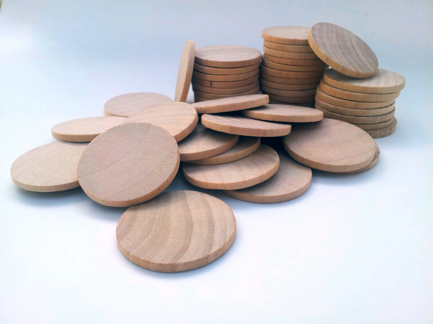 Qty of 50 / 1.5 Wooden Circles Round Discs 1/8