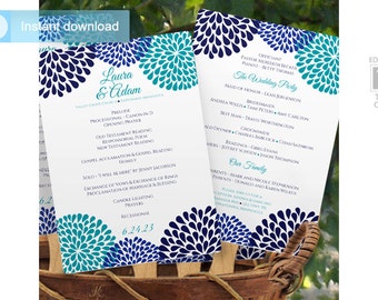 Wedding Fan Program Template DOWNLOAD Instantly by KarmaKWeddings