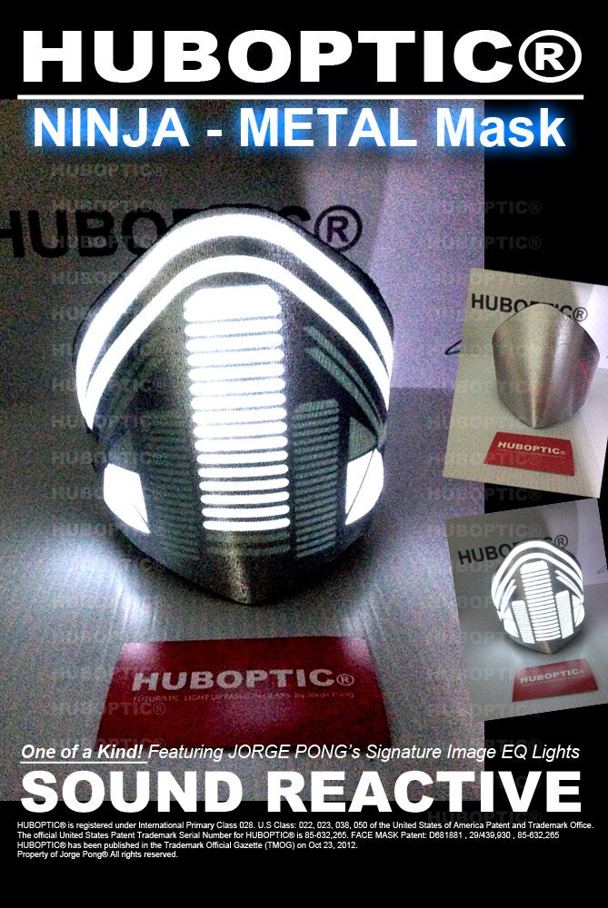 Silver Ninja Electro Mask Light Up Mask Metal Mask LED