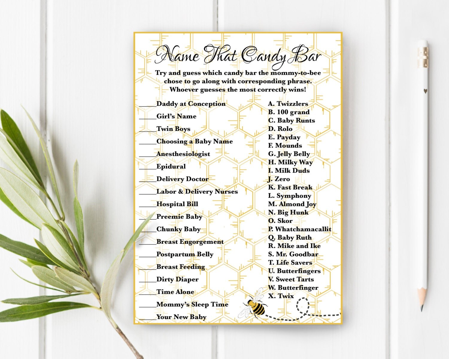 Candy Bar Guessing Game Item 220