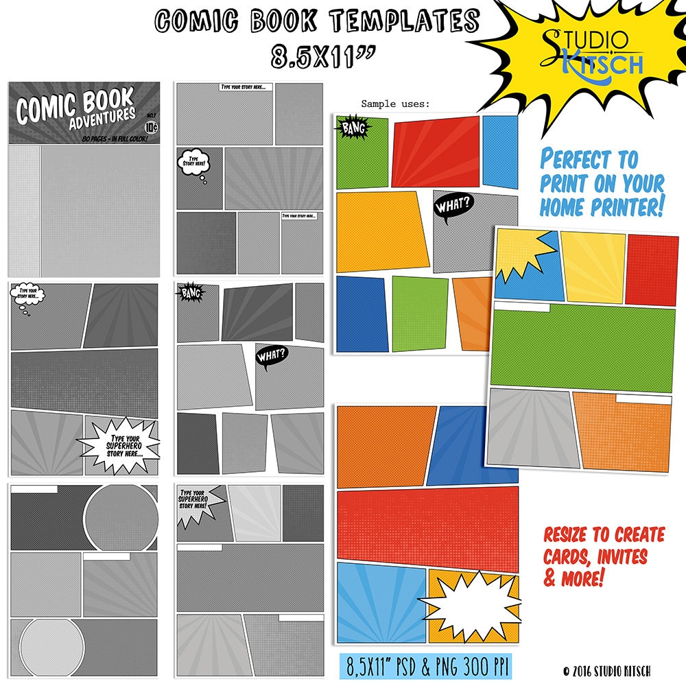 DIY Comic Book templates Comic Strip superhero cartoon
