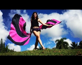 Weighted Spin Flags Pair of UV Glow Hand Painted by spinflagpoi