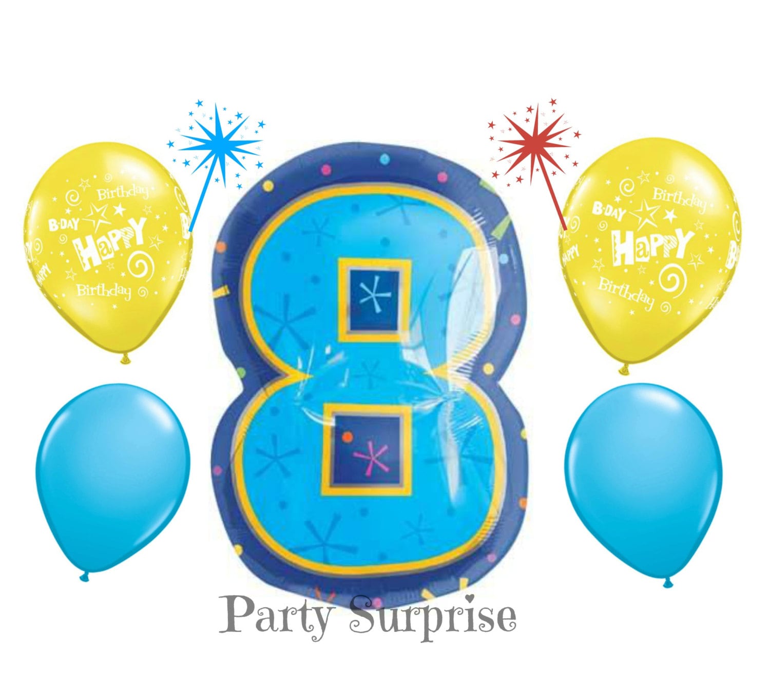 Number 8 Balloon 8th Birthday Party Balloons Boy Girl Kids
