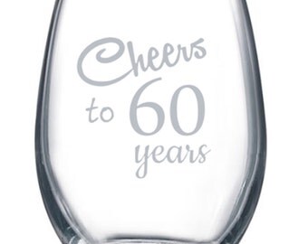 Unique 60th birthday glass related items | Etsy