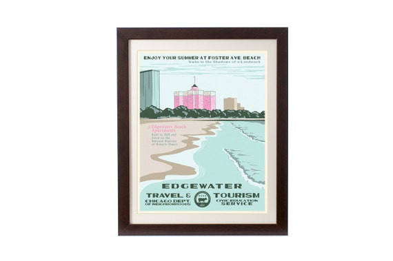 Edgewater Chicago Neighborhood WPA-Inspired Poster