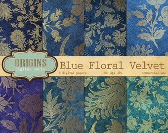 Emerald Floral Velvet Digital Paper Emerald by OriginsDigitalCurio