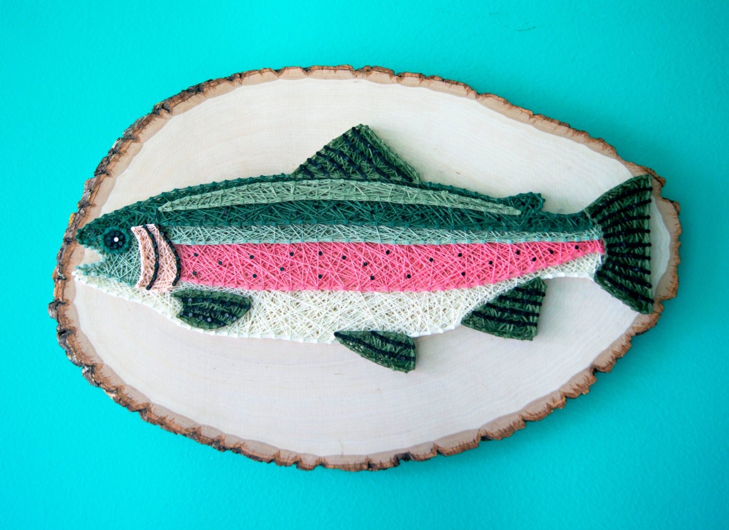 MADE TO ORDER String Art Rainbow Trout Fishing String Art