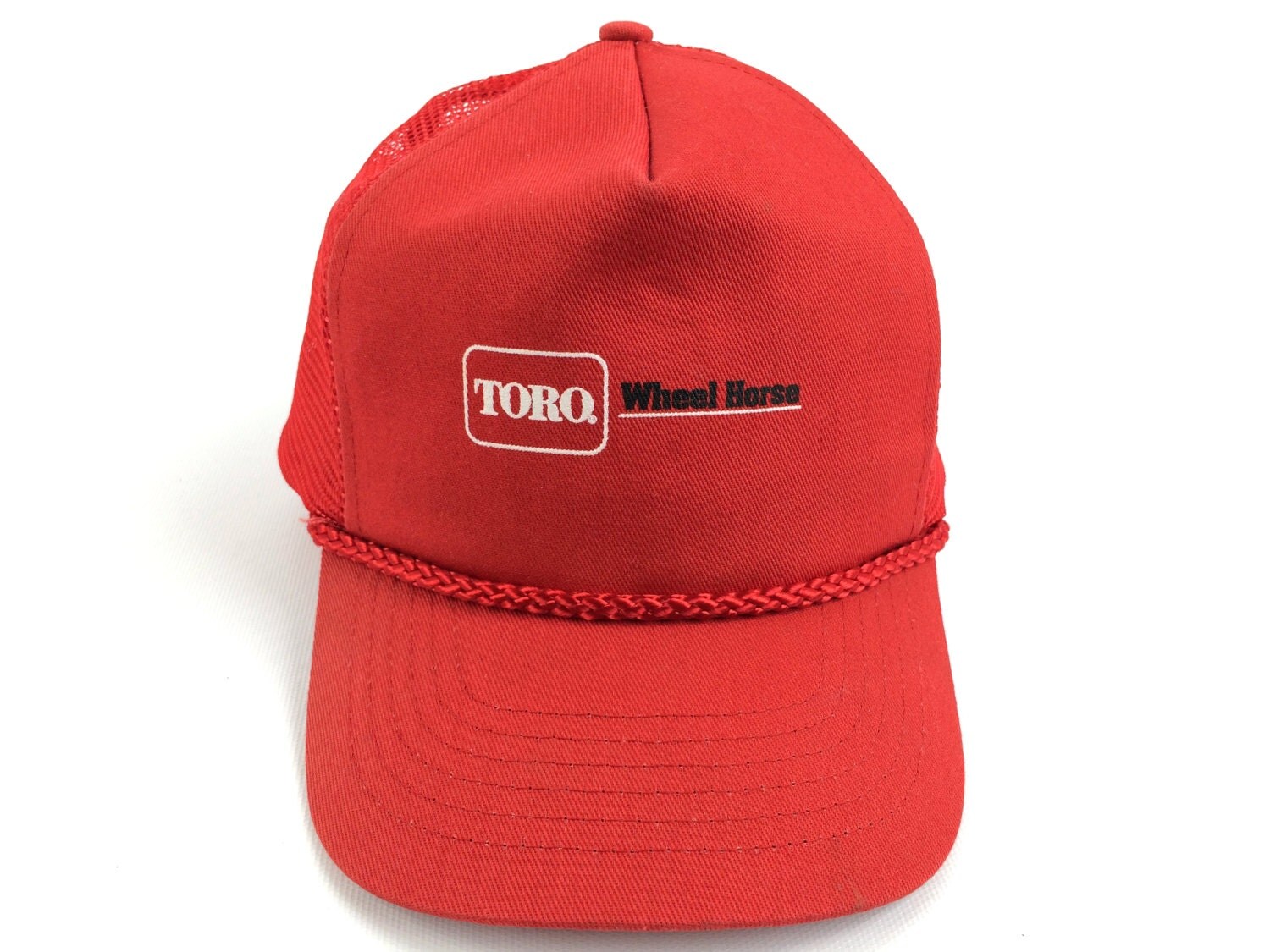 1980’s Vintage Toro Wheelhorse Trucker Farmer Mesh Hat Braided Rope ...