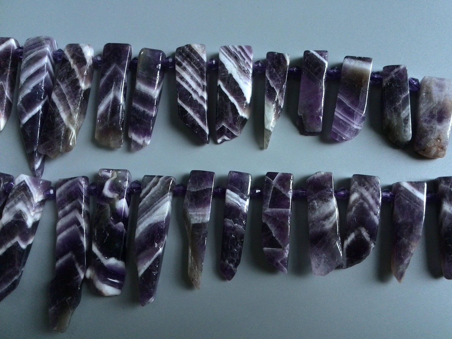Natural Amethyst Stick BeadsRaw Grain Amethyst Crystal Quartz