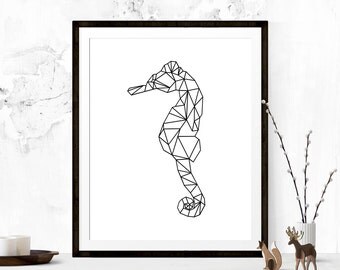 Geometric seahorse | Etsy