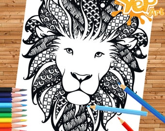 Zentangle lion | Etsy