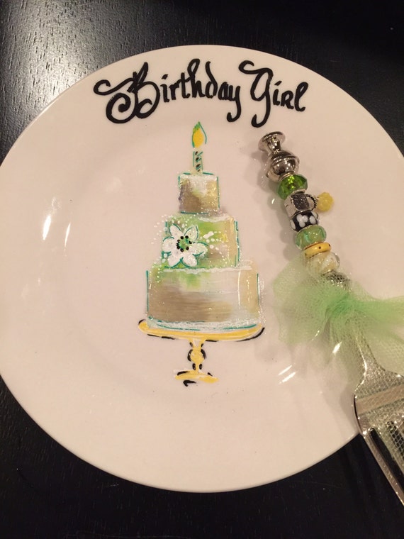 Happy Birthday to You Cake plate and Matching by Gottalotonmyplate