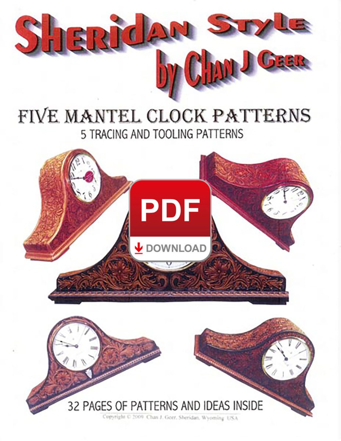 Sheridan Style Mantel Clock Leather Patterns by proleathercarvers