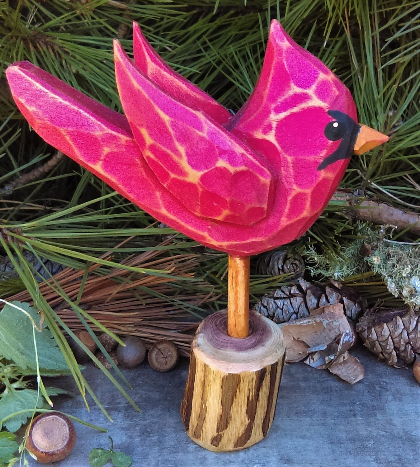 Bird Wood Carved Cardinal