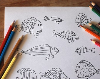 Fish pattern drawing | Etsy