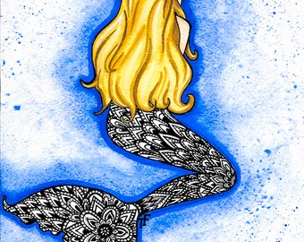 Zentangle mermaid | Etsy