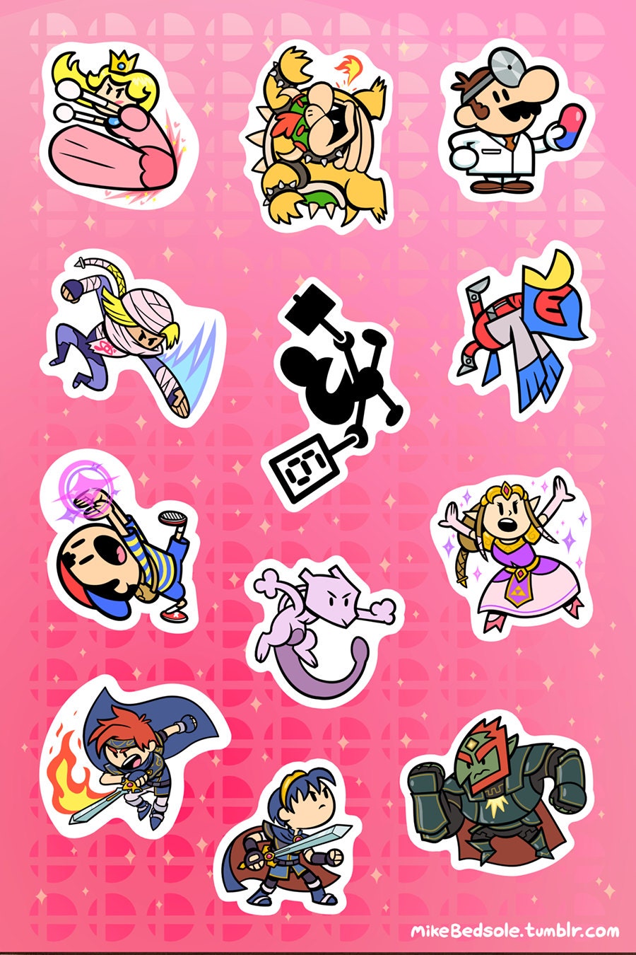 Super Smash Bros 6x4 Sticker Sheet 2