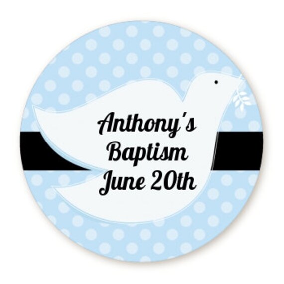 Dove Blue - Personalized Circle Round Baptism / Christening Sticker ...