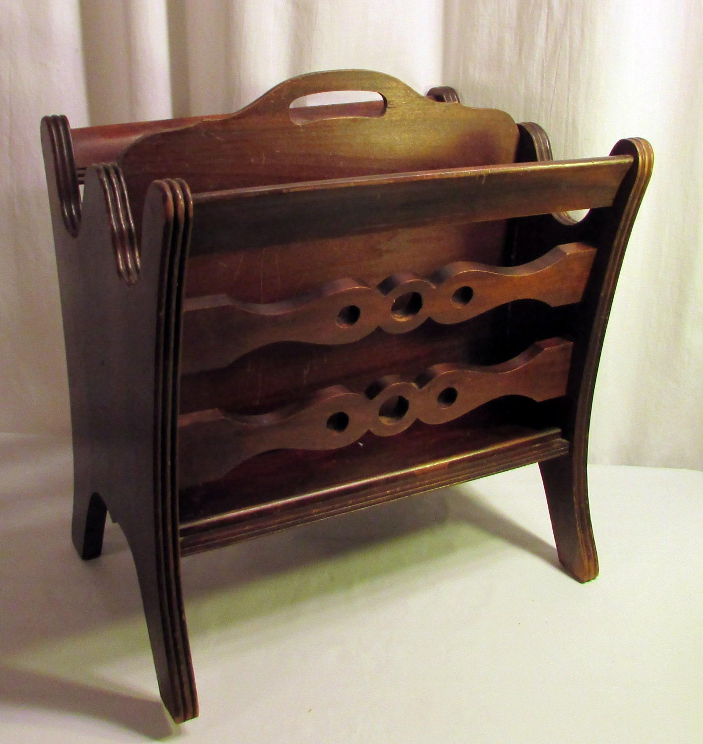 Large Wood Magazine Holder Rack, Free Standing Floor Type, 16 x 11 ...