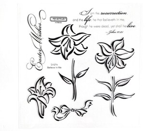 Lily rubber stamp | Etsy