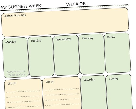 My Business Week Printable Weekly Planner Form Appointments