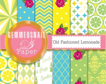 Lemon digital paper 'Lemon meringue' 12 zesty lemon