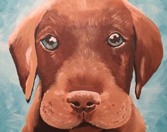 Chocolate Lab art print from original chocolate labrador