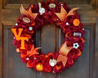 Virginia tech wreath | Etsy