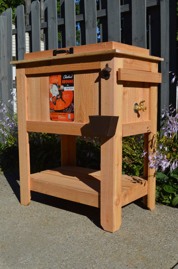 Vintage Cleveland Browns Rustic Ice Chest Cooler Stand with