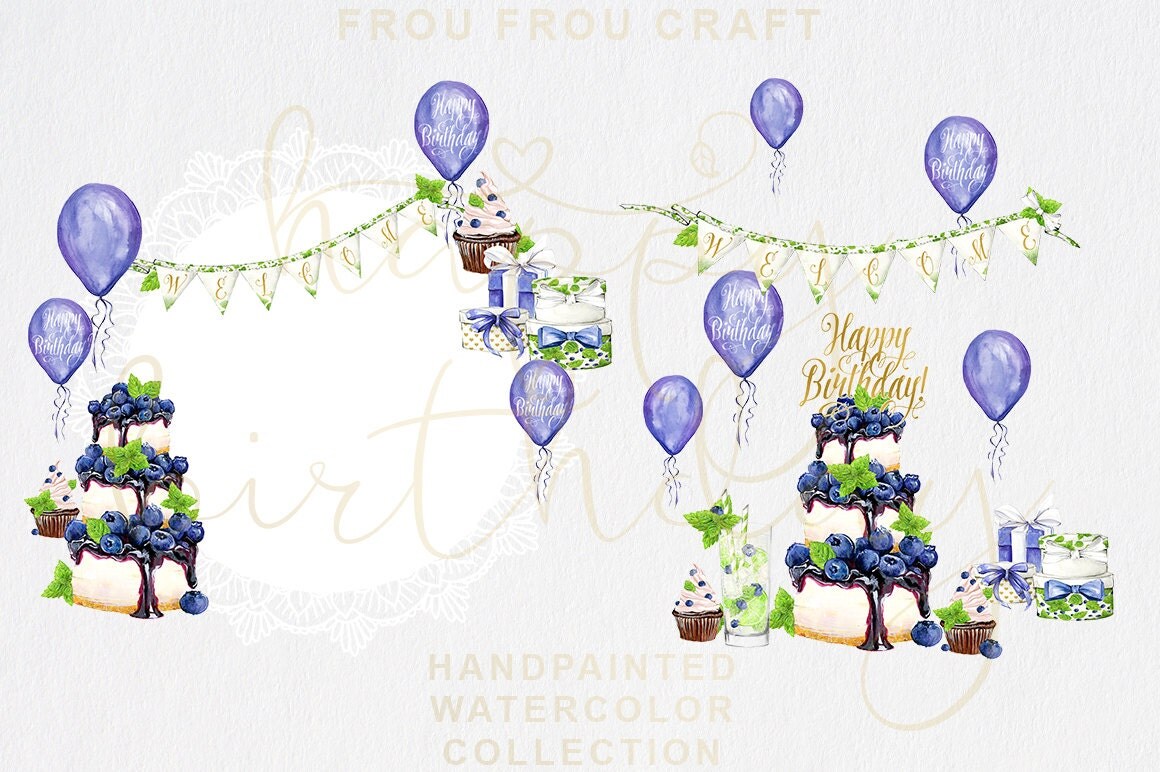Birthday Clipart Happy Birthday Clip Art Watercolor Party Set