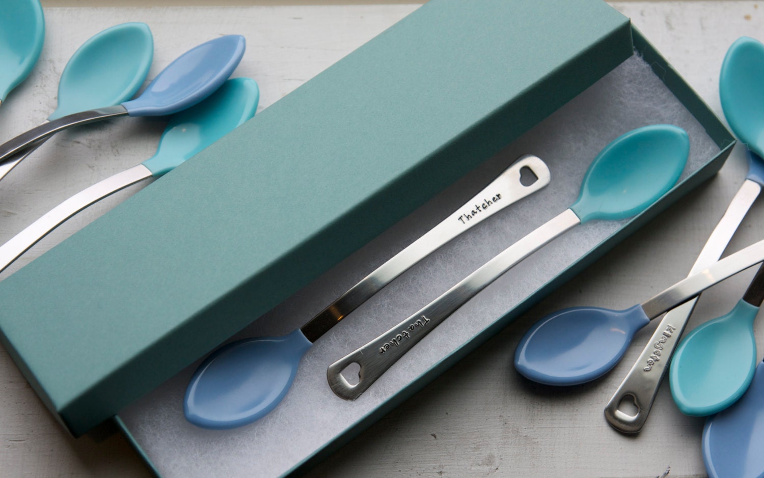 Personalized Baby Spoons Set of 2 Custom Baby Boy Spoons