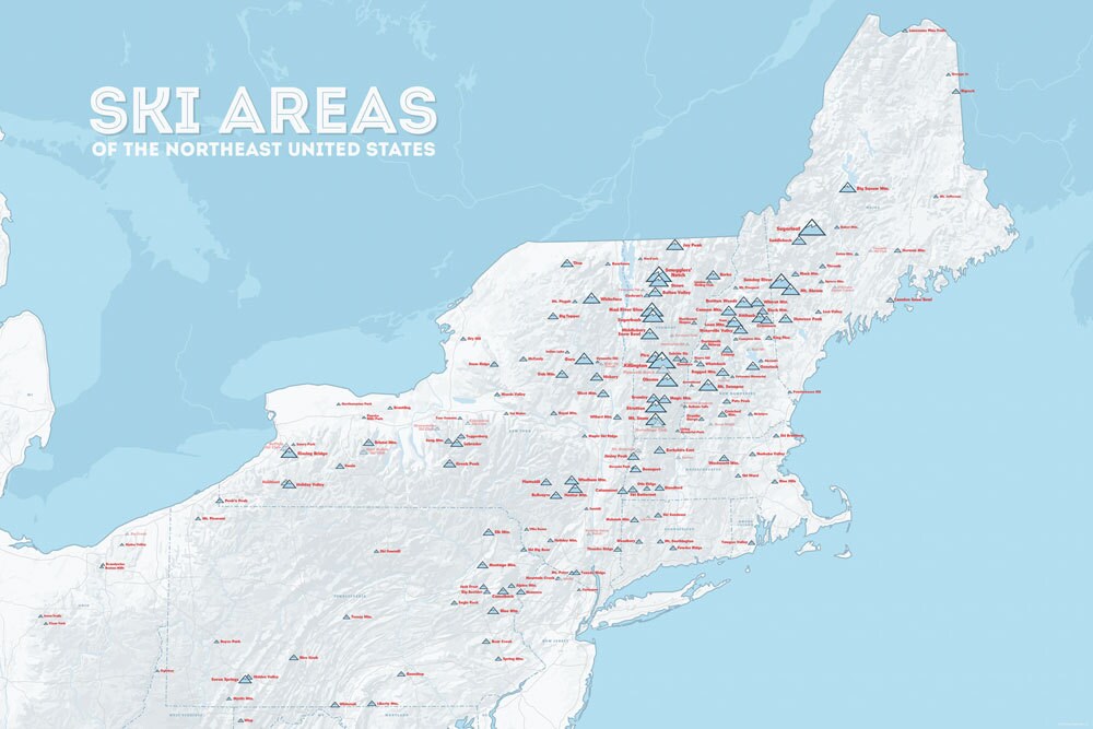 Northeast Ski Resorts Map 24x36 Poster by BestMapsEver on Etsy