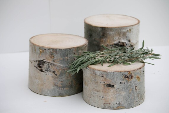 Set of 3 wood risers reclaimed risers log risers aspen