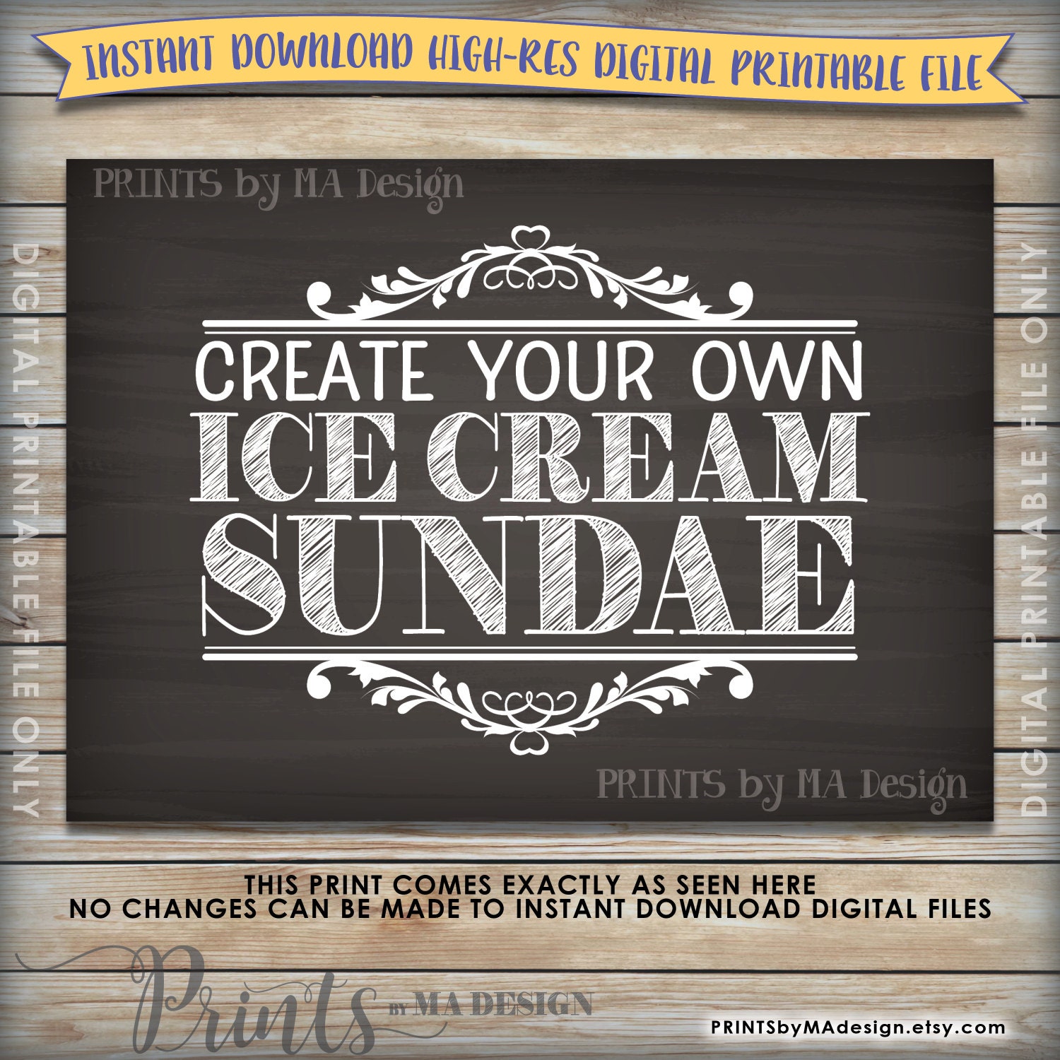 Sundae Sign, Create Your Own Ice Cream Sundae Bar, Ice Cream Bar ...