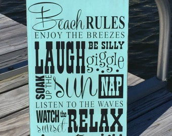 Beach rules sign | Etsy