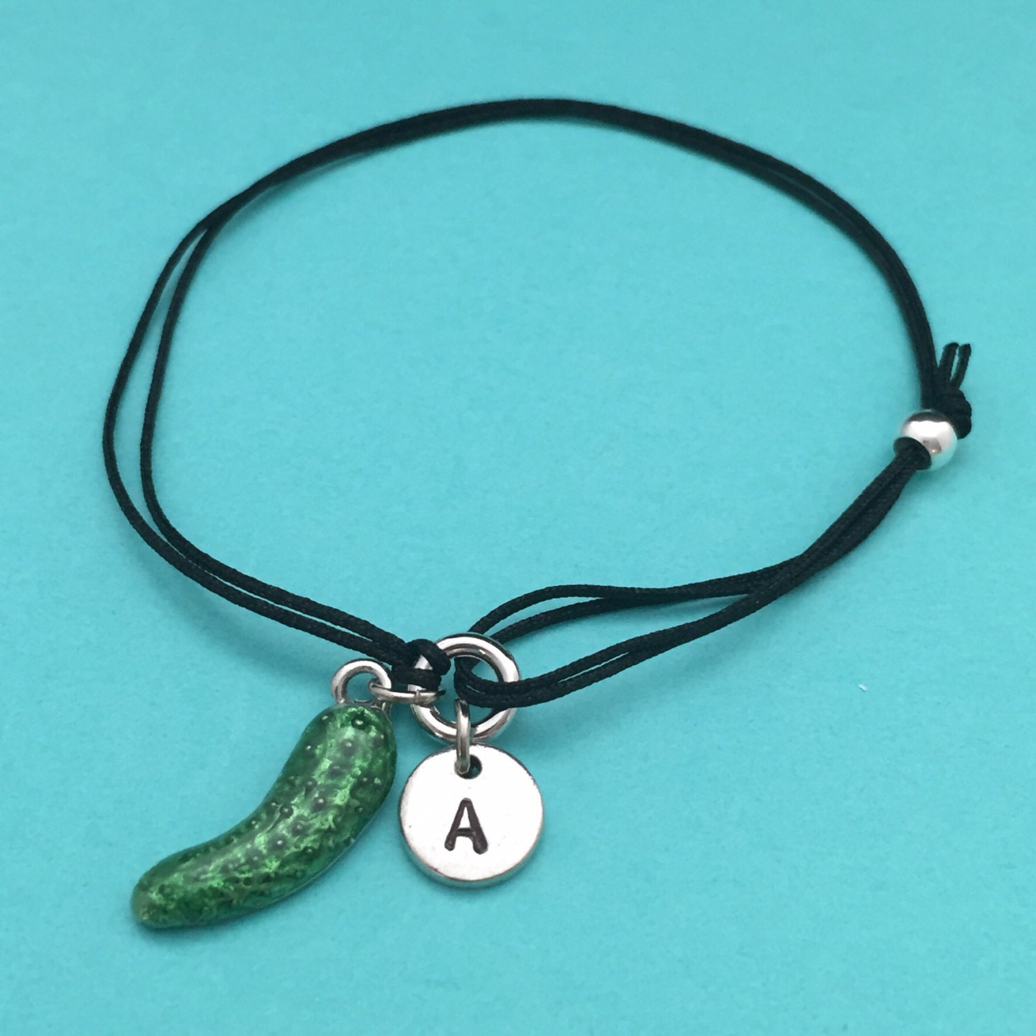 Pickle cord bracelet pickle charm bracelet by Toodaughters on Etsy