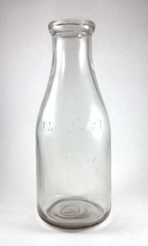 Vintage Clear Quart Glass Milk Bottle