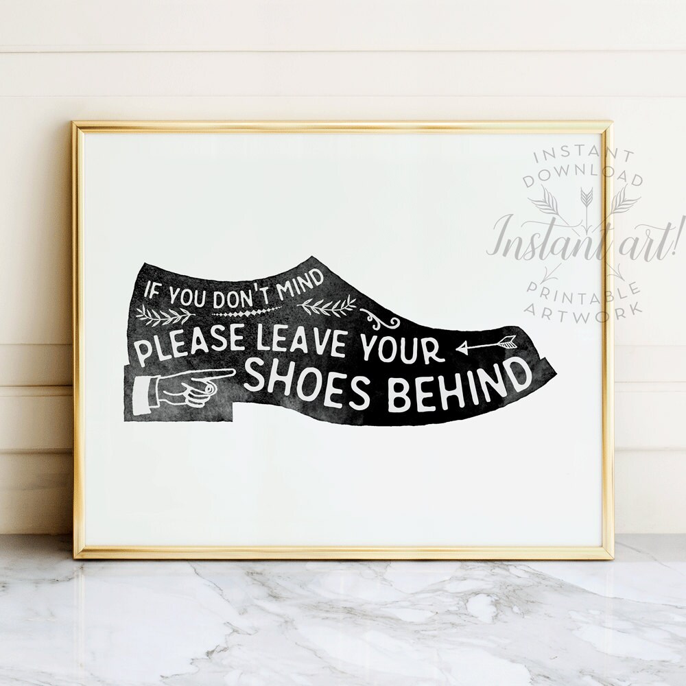 Shoes off sign Remove your shoes PRINTABLE art by TheCrownPrints