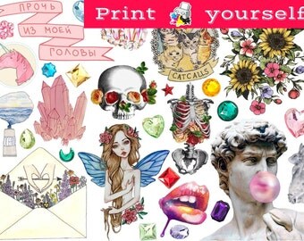 Tumblr stickers sets. Sheets or Mockup by BestStickersClub on Etsy