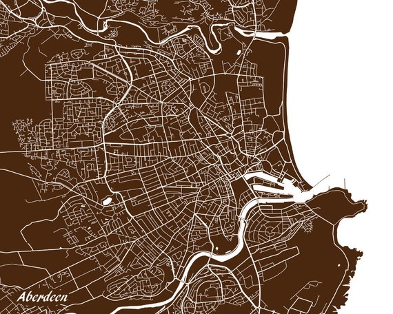 Aberdeen Street Map Print Map of Aberdeen City Street Map