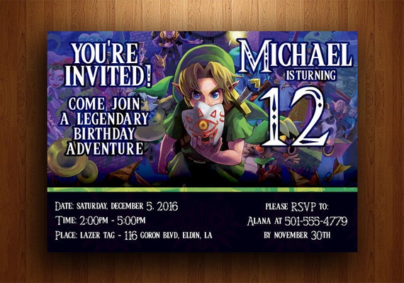 Legend of Zelda Birthday Invitation Majora's Mask