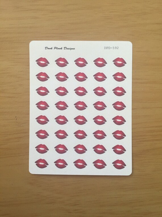 Kissy lips stickers for Erin Condren Plum by DookPlookDesigns